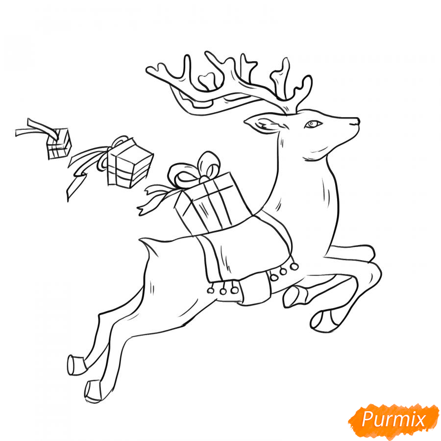 Как нарисовать оленя на Новый год поэтапно 6 уроков